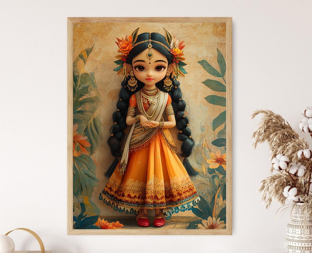 Sri Lankan Doll in Kandyan Osariya Art Print, Traditional Dress Poster ...