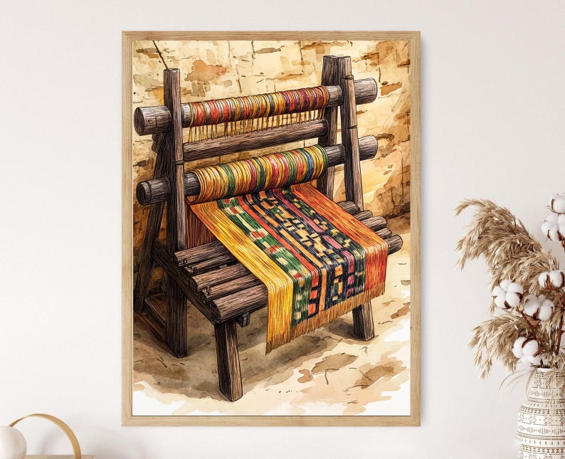 Kente Weaving Loom Setup With Vibrant Thread Bundle Fine Art Print - Etsy