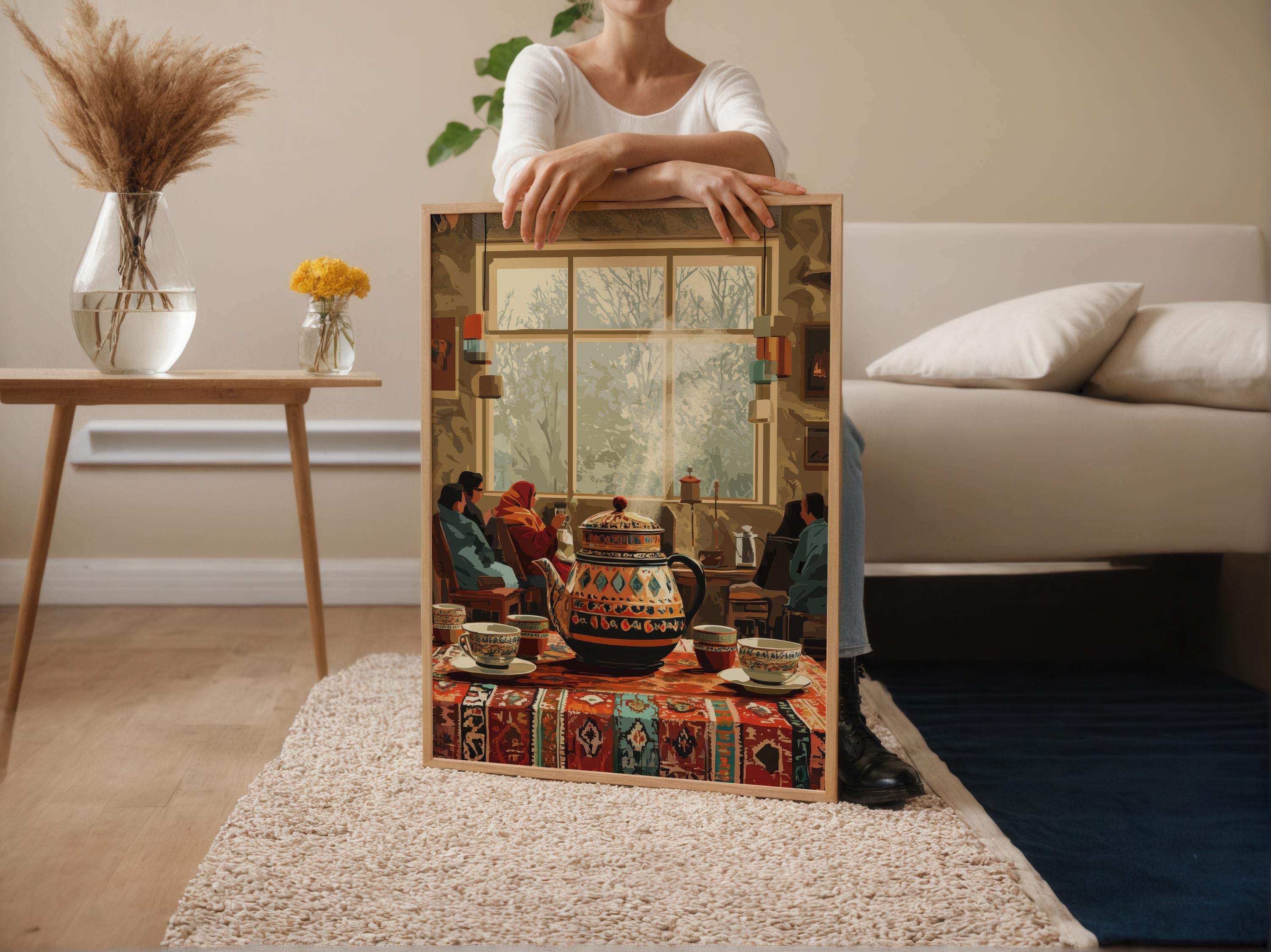 Afghan Tea Ceremony Art Print: Kilim & Samovar Design - Etsy