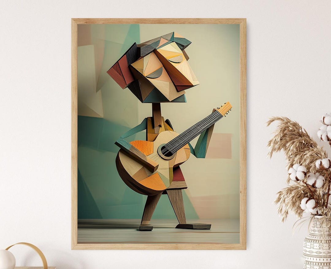 Abstract Guitarist Art Print, Modern Cubist Style, Pablo Picasso ...