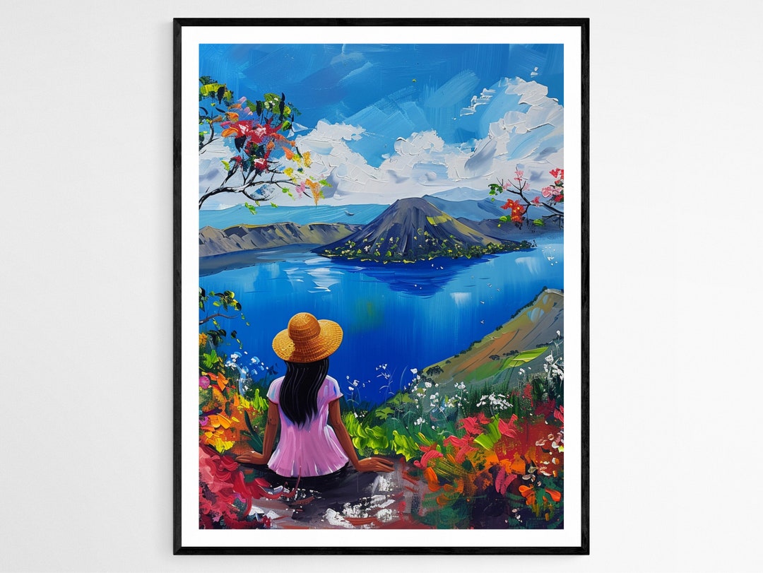 Taal Volcano Painting - Vibrant Philippine Landscape, Serene Living ...