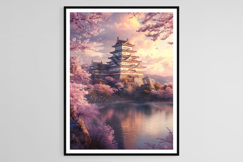Himeji Castle Art Print, Japan, White Heron Fortress, Cherry Blossoms ...