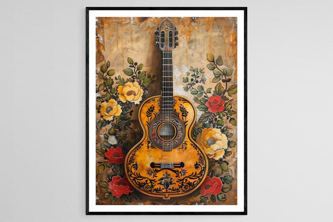 Elegant Vihuela With Decorative Patterns Art, Traditional Mexican ...