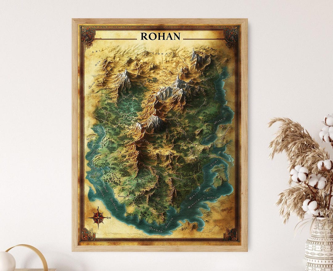 Topographic Map of Rohan, Illustrated Fantasy Kingdom, Middle-earth ...