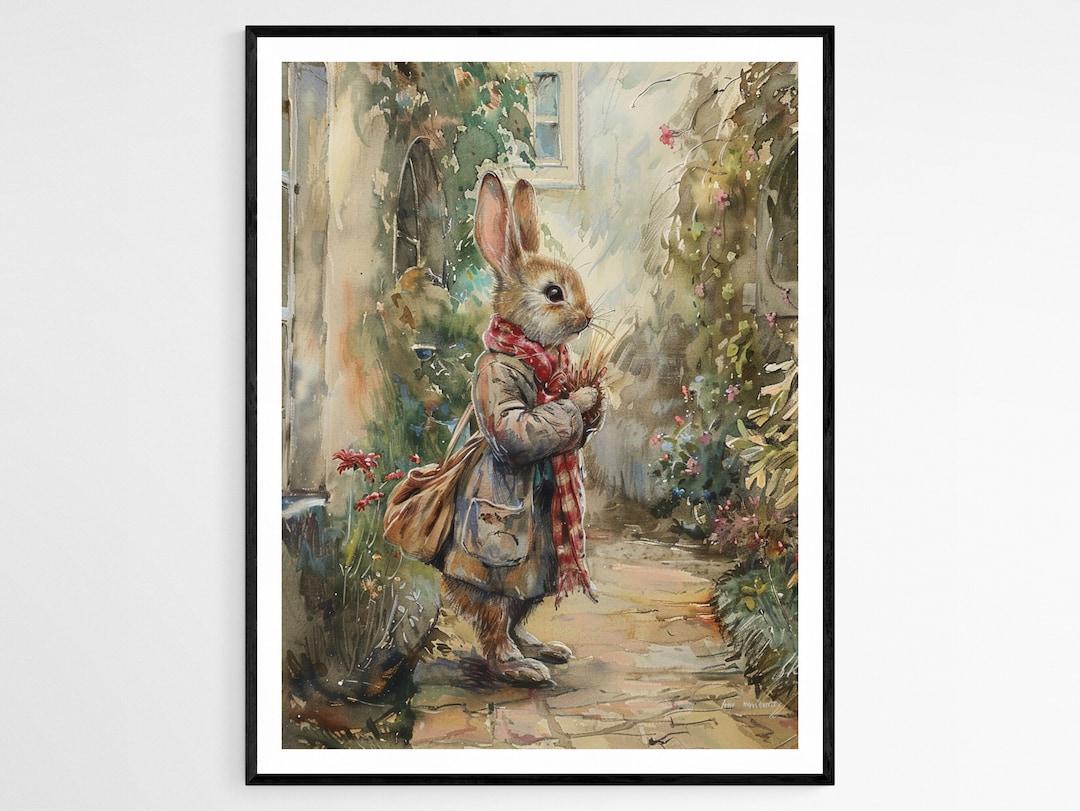 Peter Rabbit Art Print, Beatrix Potter Themed Room Decoration, Adorable ...