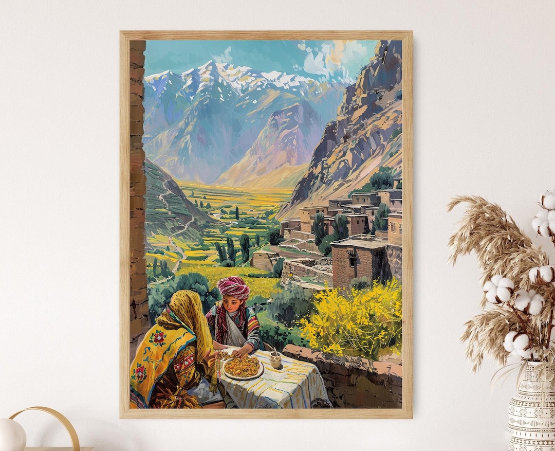 Kurdish Mountain Village Art Print: Zagros Landscape, Ethnic Wall Decor ...