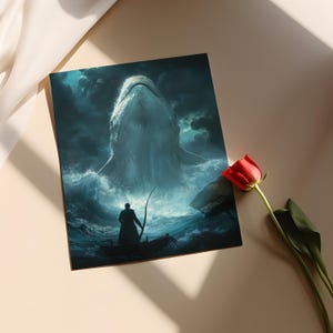 Captain Ahab and Moby Dick Art Print, Classic Nautical Literature ...