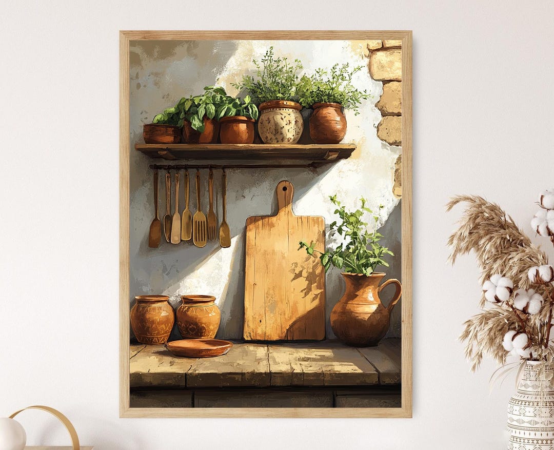Rustic Serbian Kitchen Wall Art, Daska Breadboard and Brass Utensils ...