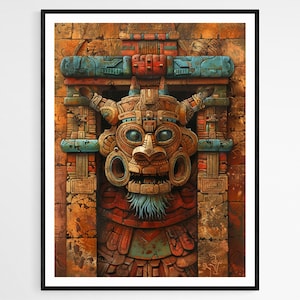 Aztec Temple Artwork, Historical Print, Cultural Home Decoration ...