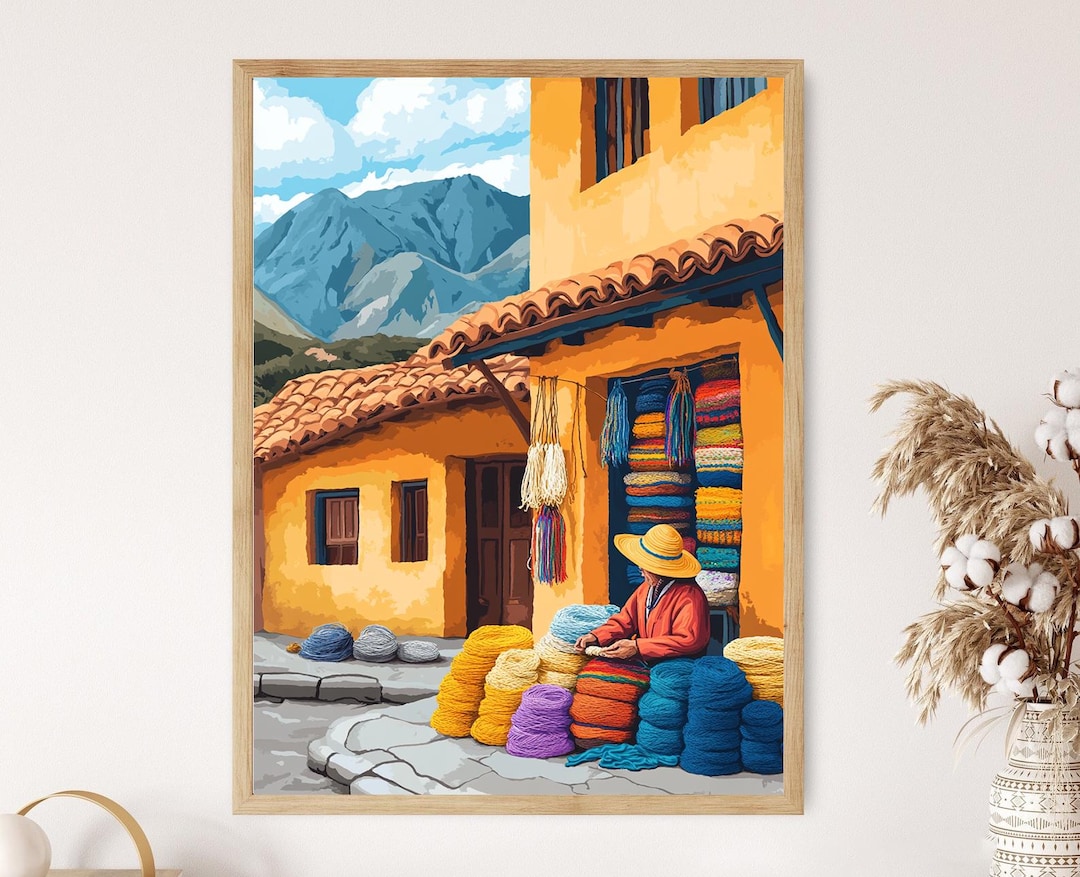 Tarabuco Bolivia Wool Corner Poster, Yampara Yarn Stall Fine Print ...