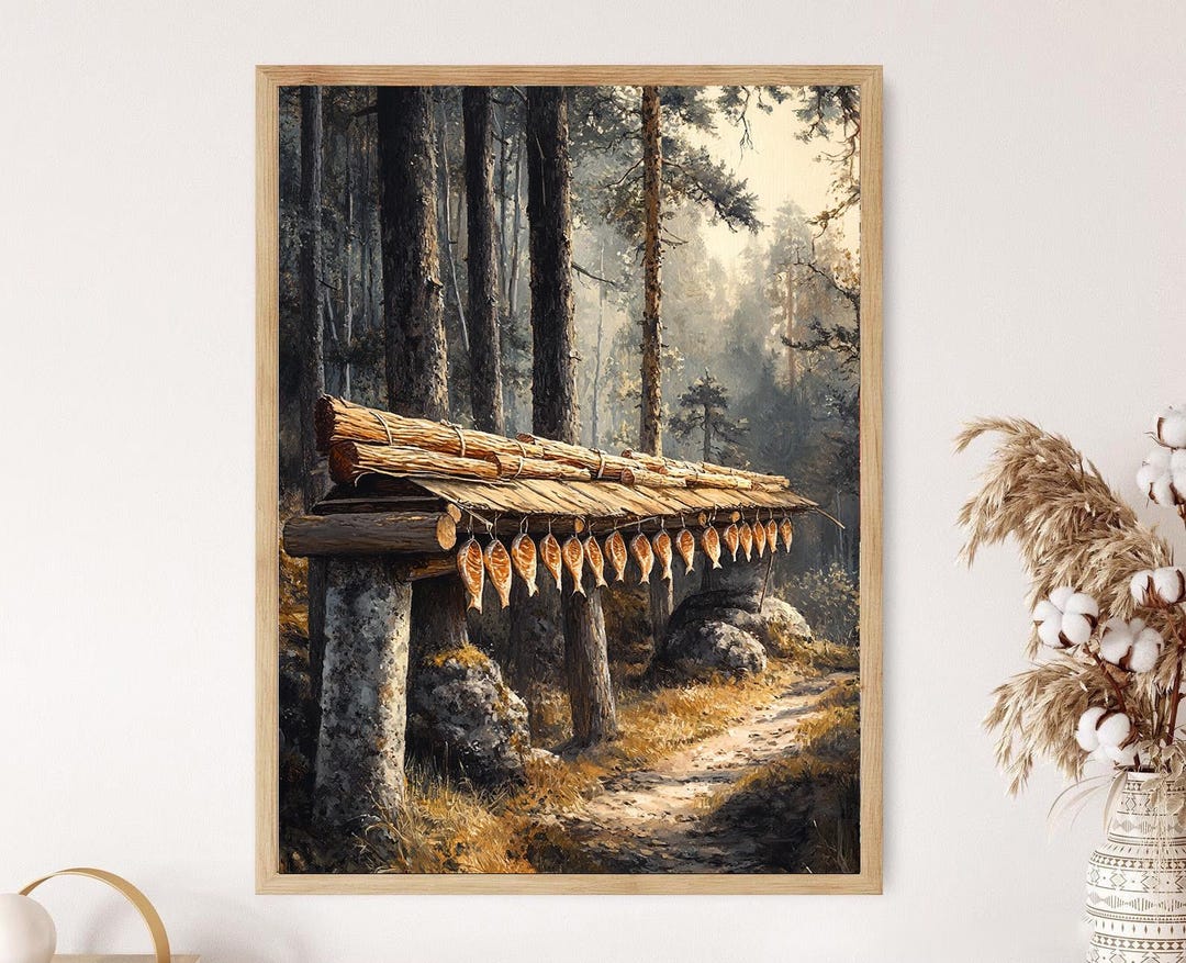 Ainu Fish Drying Rack With Salmon Halves Fine Art Print - Etsy