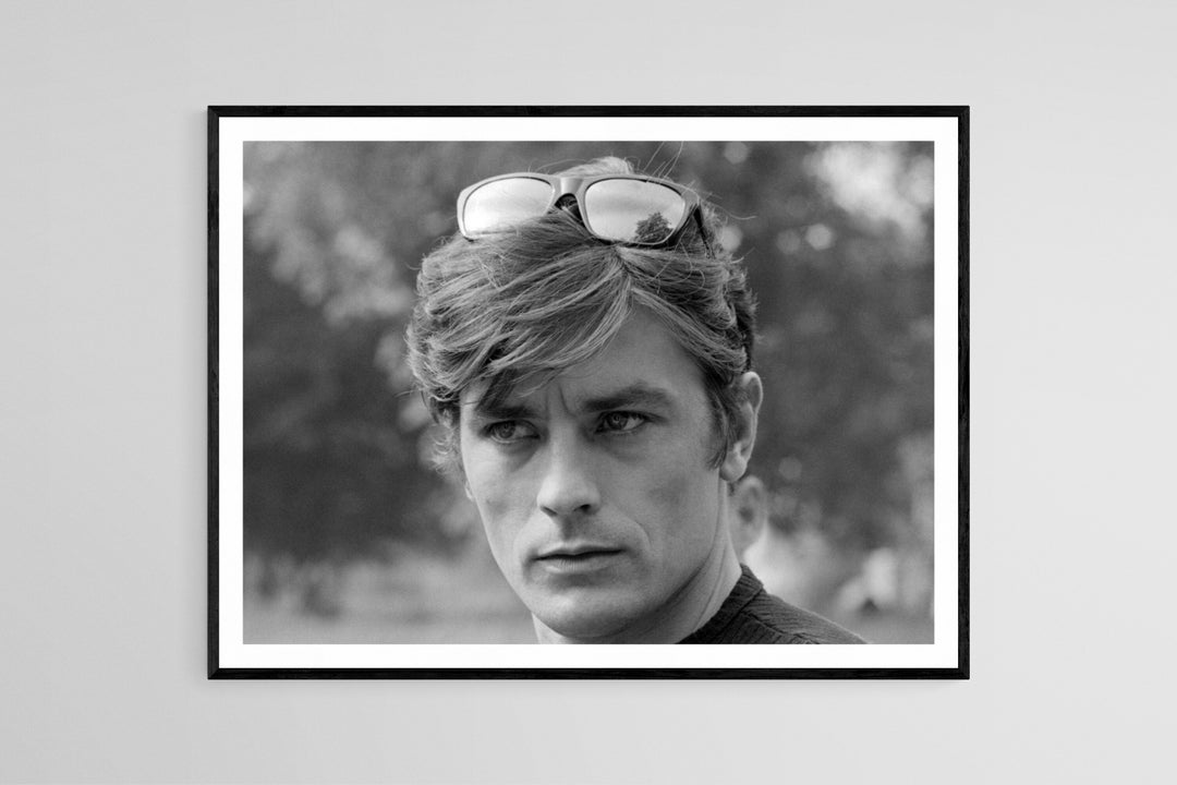 Alain Delon Print - Timeless Black and White Movie Star Poster, Stylish ...
