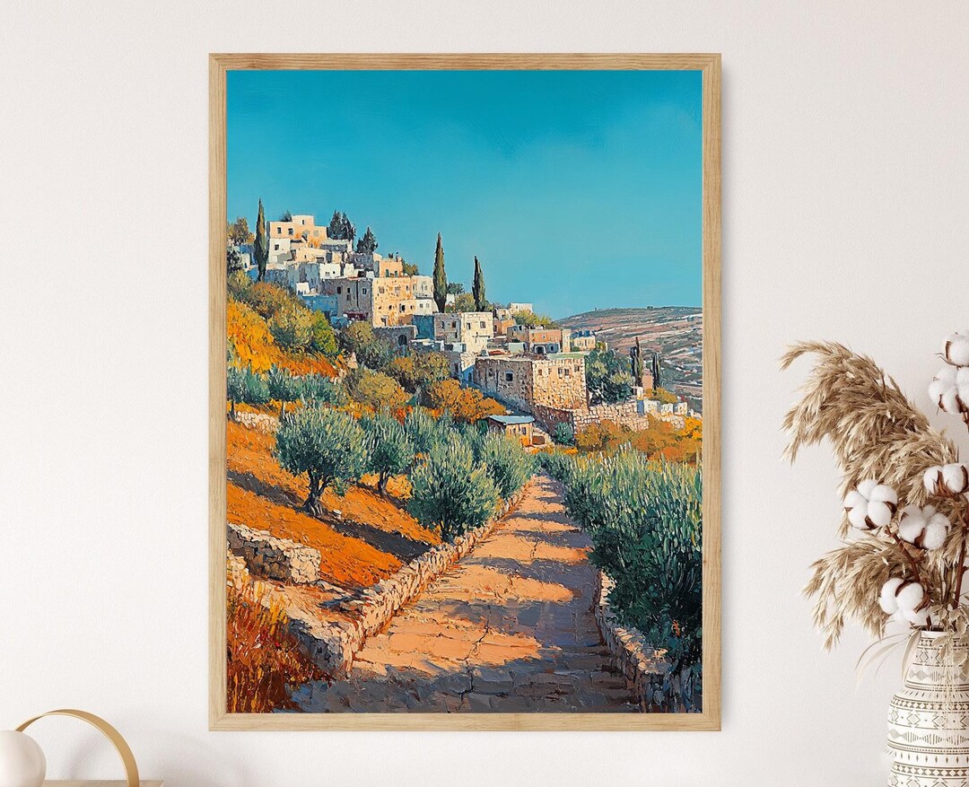 Bethlehem Hills Art Print, Olive Groves and Stone Houses, Palestinian ...
