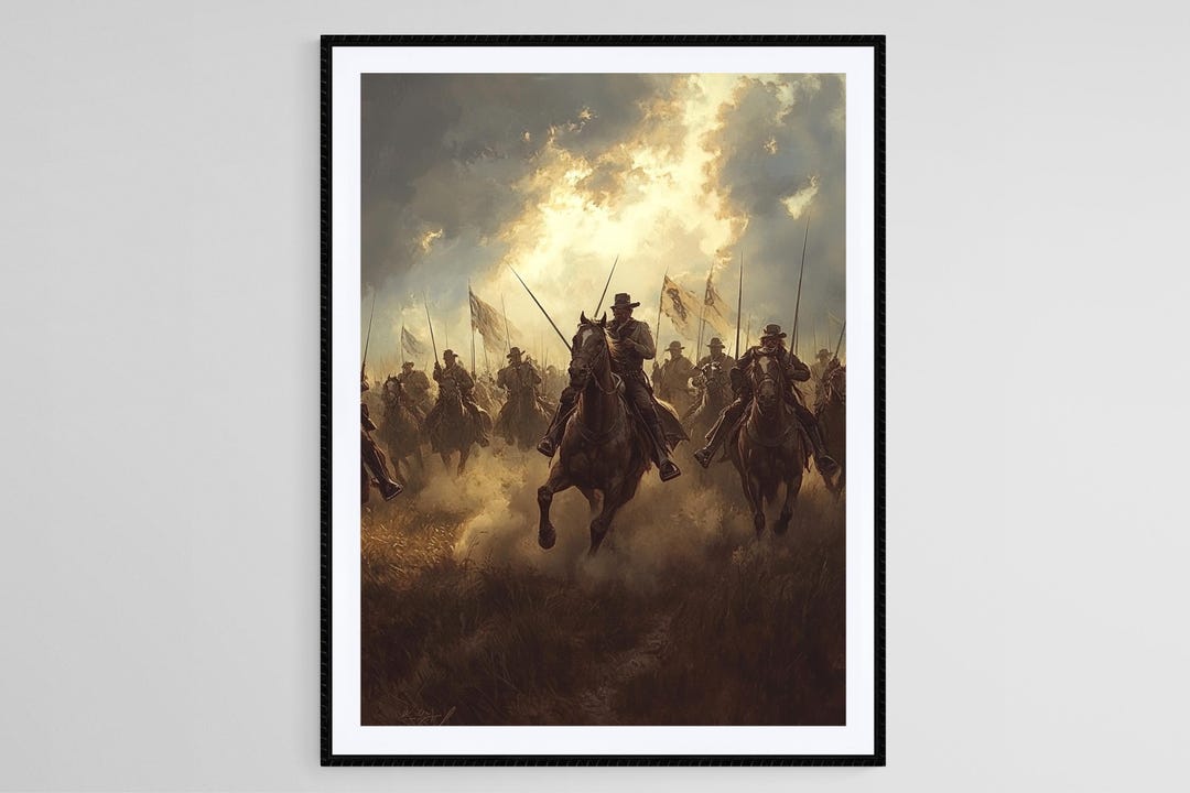 Confederate Cavalry Charge Art Print, Southern Civil War Art - Etsy