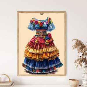 Puerto Rican Bomba Dress and Headdress Illustration, Traditional Dance ...