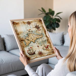 Vintage Pirate Treasure Map Print: Nautical Adventure Art - Etsy
