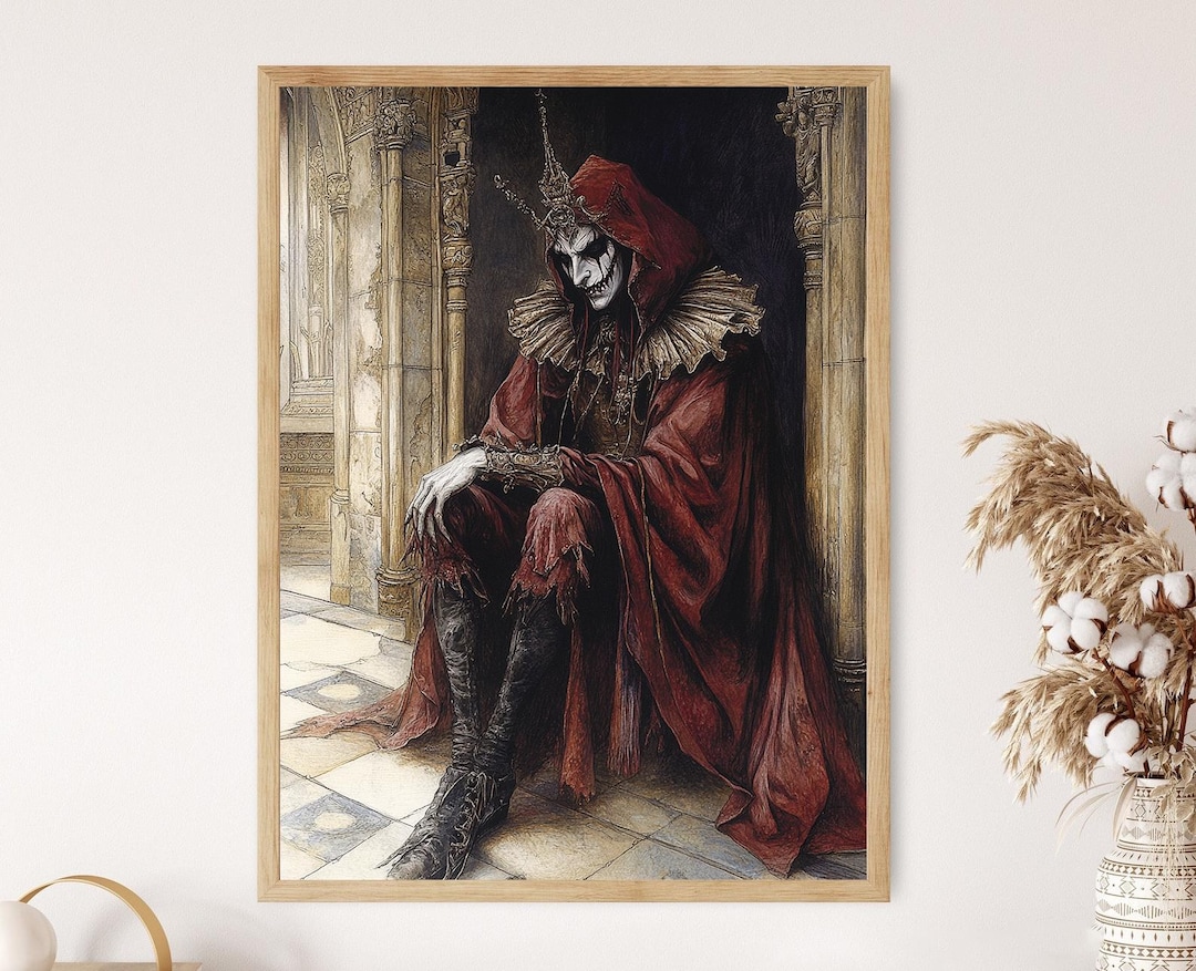 Gothic Court Jester Art Print, Dark Fantasy Illustration, Vampire ...