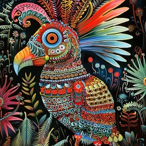 Mexican Bird Poster Mexican Folk Art Print - Etsy