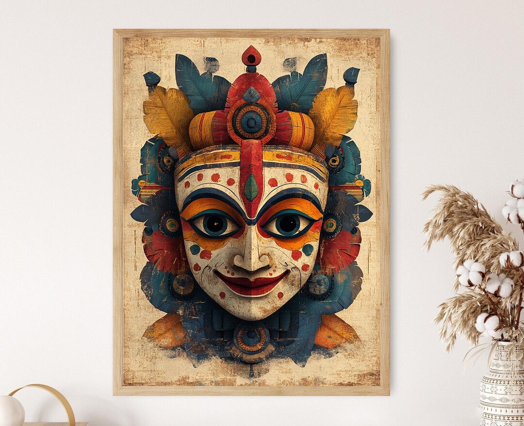 Chhau Dance Mask Art Print: Odisha Folk Art Poster - Etsy