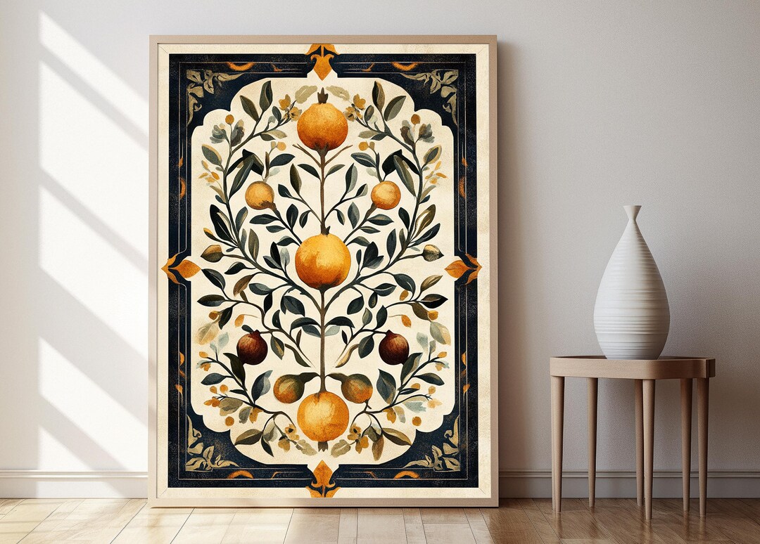 Lebanese Tile Pattern Illustration, Vintage Kitchen Art Print ...
