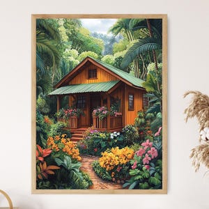 Costa Rican Rainforest House With Pura Vida Vibes Art Print, Heritage ...