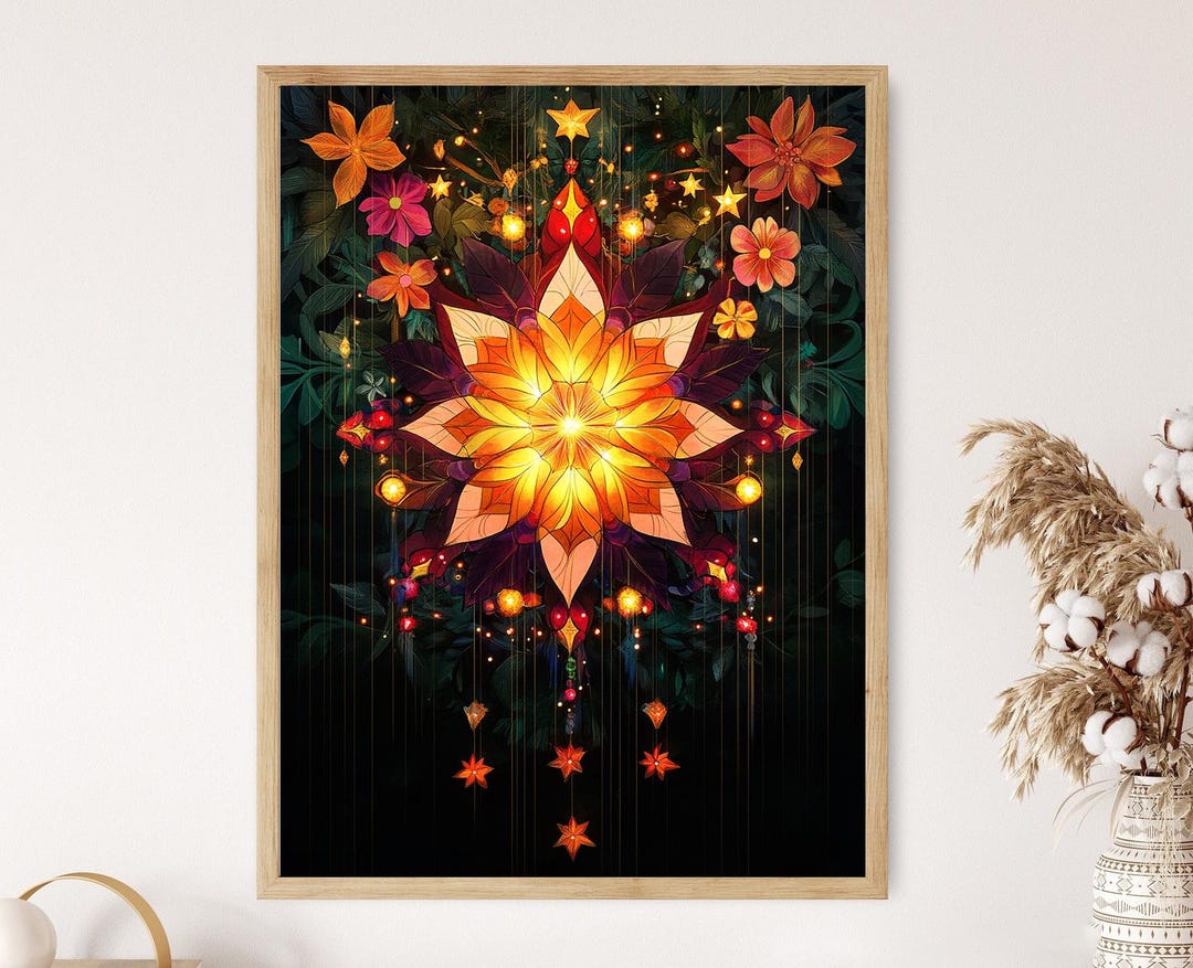 Filipino Parol Art Print: Festive Floral Christmas Lantern Poster - Etsy