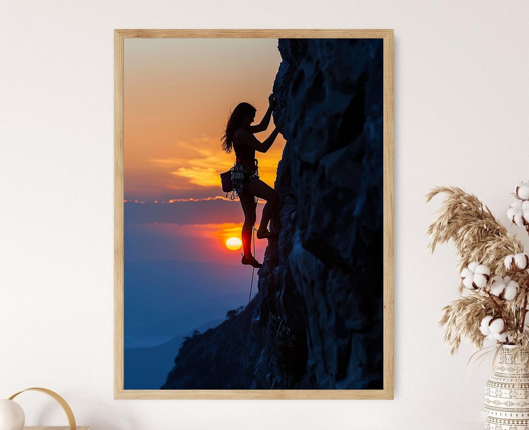 Rock Climber Silhouette Giclee Art Print, Sunset Wall Decor - Etsy