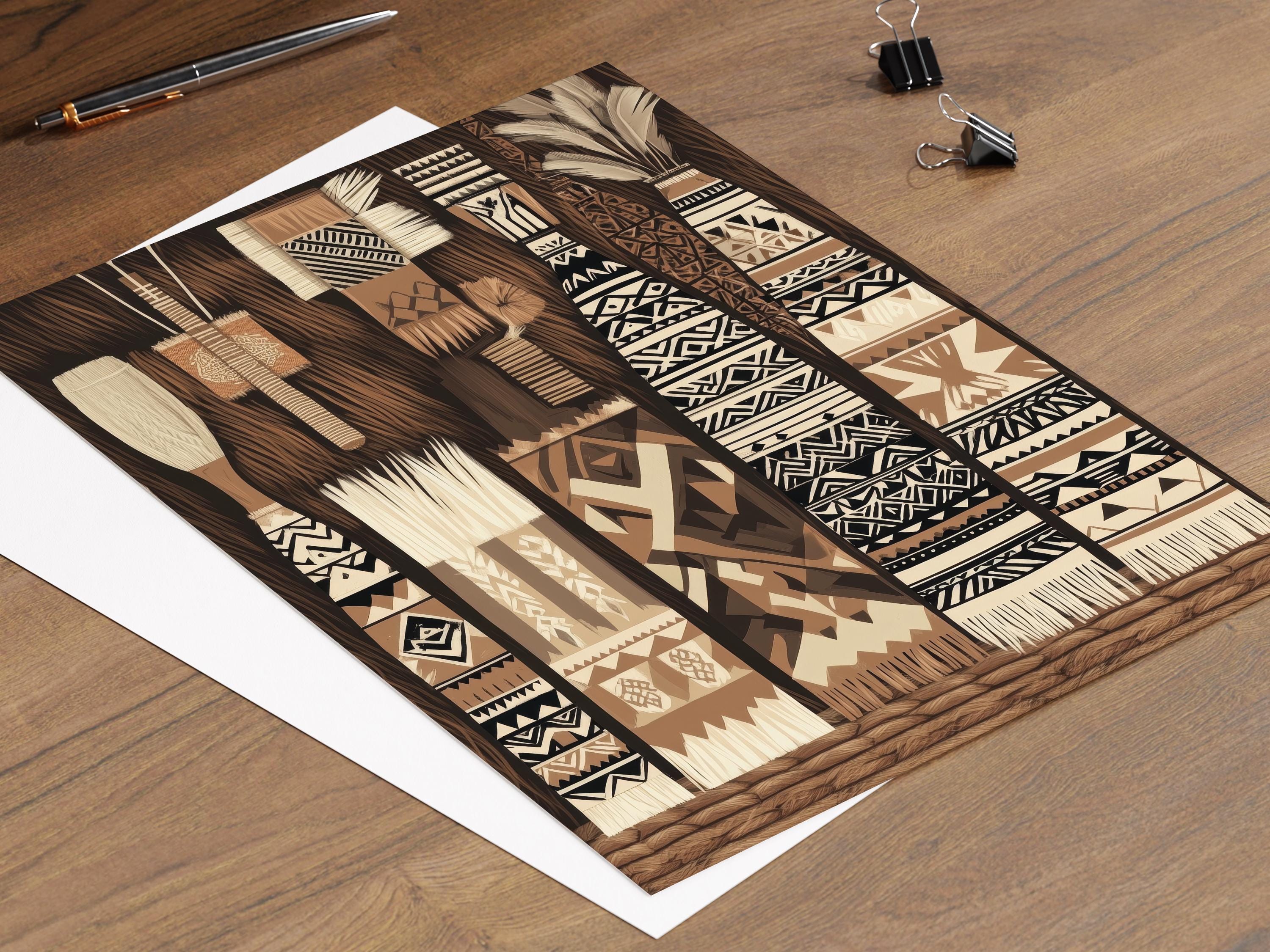 Polynesian Tapa Art Print: Traditional Pacific Island Geometric Decor ...