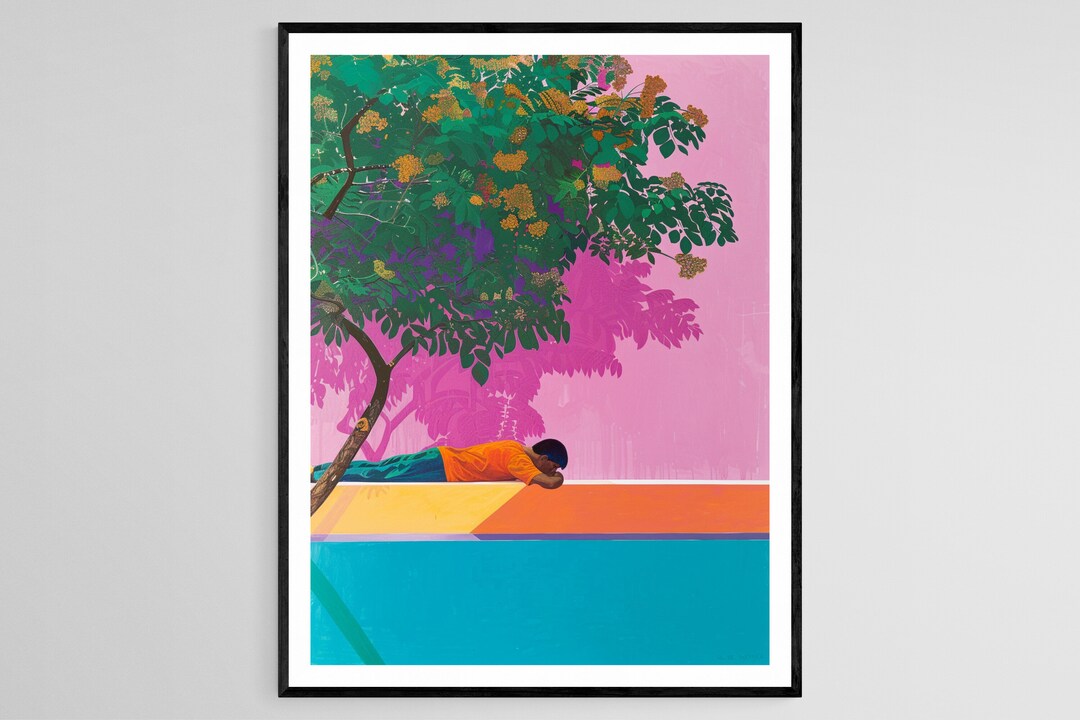 Vibrant Poolside Retreat, Pop Art Print, Vibrant Wall Decor, Modern ...