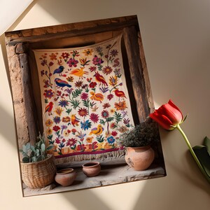Mexican Tenango Tapestry Fine Print, Rainbow Animal Decor Poster - Etsy