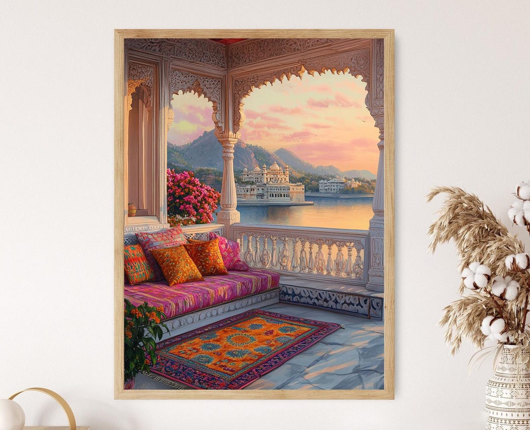 Udaipur Terrace With Bandhani Decor, Indian Heritage Art, Lake View ...