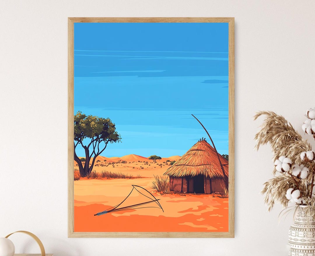 Kalahari Desert Art Print, Botswana, San Bushman Hut, Red Sand - Etsy