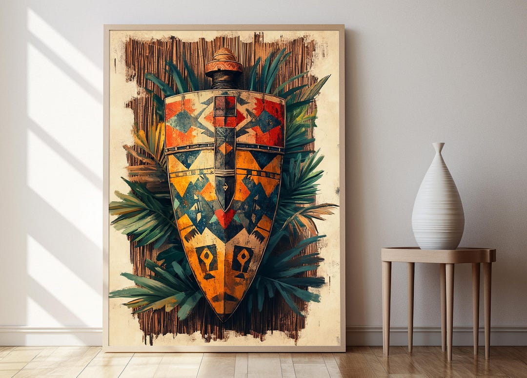 Indonesian Ceremonial Shield Art Print, Tribal Motif Artifact Poster - Etsy