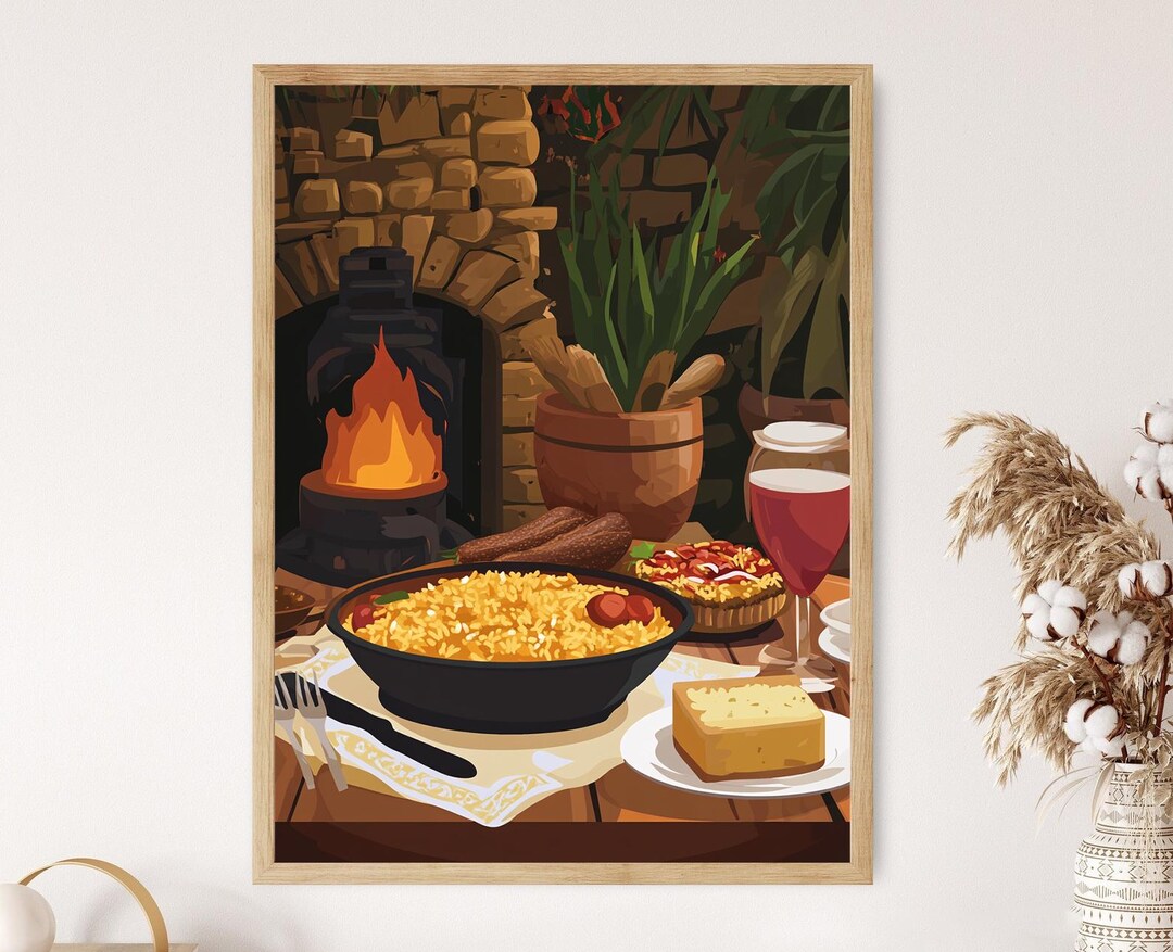 Traditional Puerto Rican Meal Art Print, Arroz Con Gandules, Mofongo - Etsy