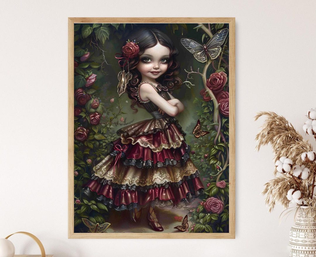Salsa Girl Art Print: Whimsical Doll Illustration, Nursery Wall Decor ...