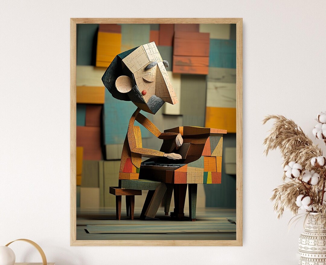 Geometric Musician With Piano, Modern Art Print, Pablo Picasso Decor - Etsy