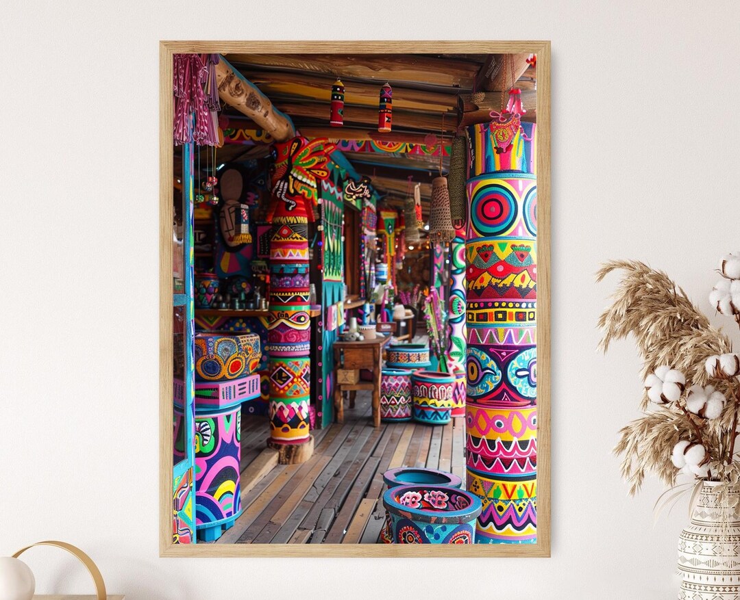 Colombian Colorful Art Print, Vibrant Wall Decor - Etsy