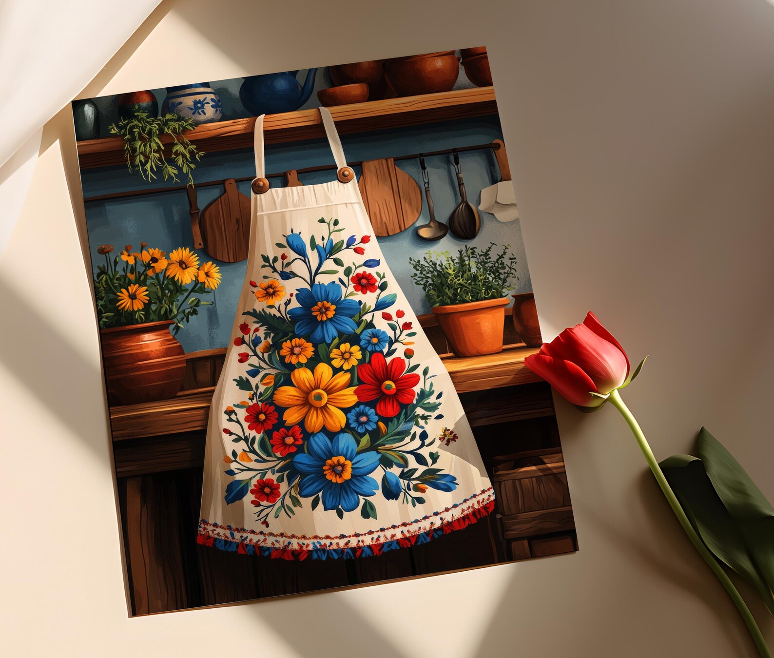 Kashubian Embroidered Apron Art Print, Polish Folk Textile, Traditional ...