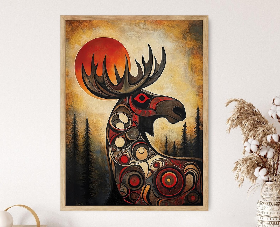 Haida Moose Art Print, Indigenous Native Spirit and Strength, Tribal ...