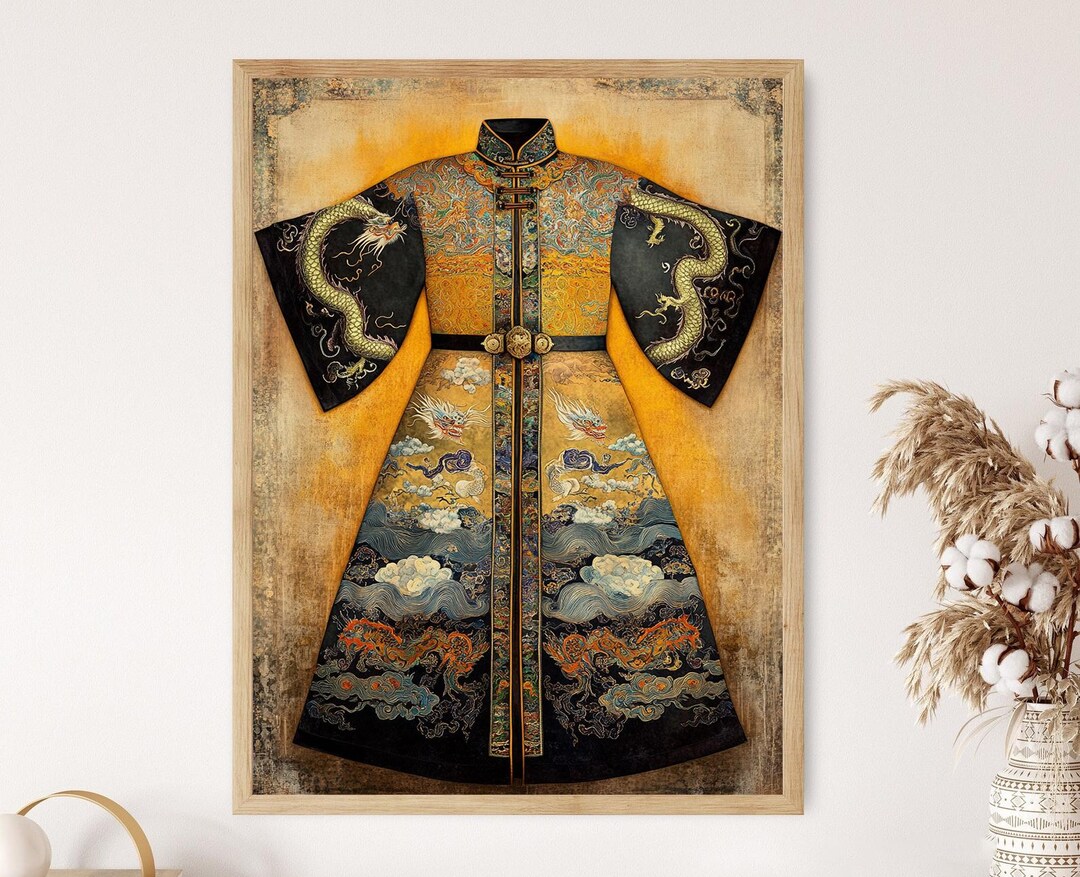 Qing Dynasty Dragon Robe Art Print, Intricate Embroidery, Imperial ...