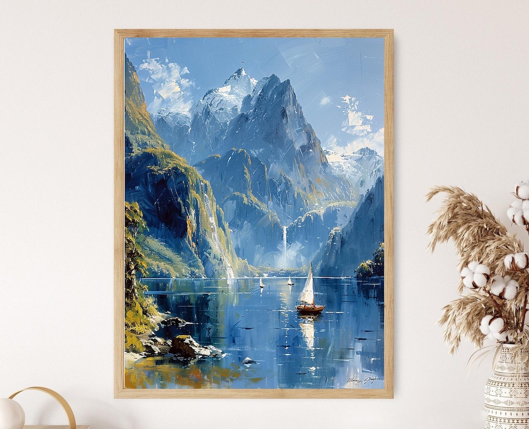 Breathtaking Milford Sound Painting, Majestic Fjords and Cascading ...