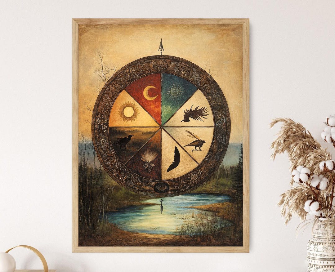Cherokee Medicine Wheel Art Print, Native American Art, Seasons and ...