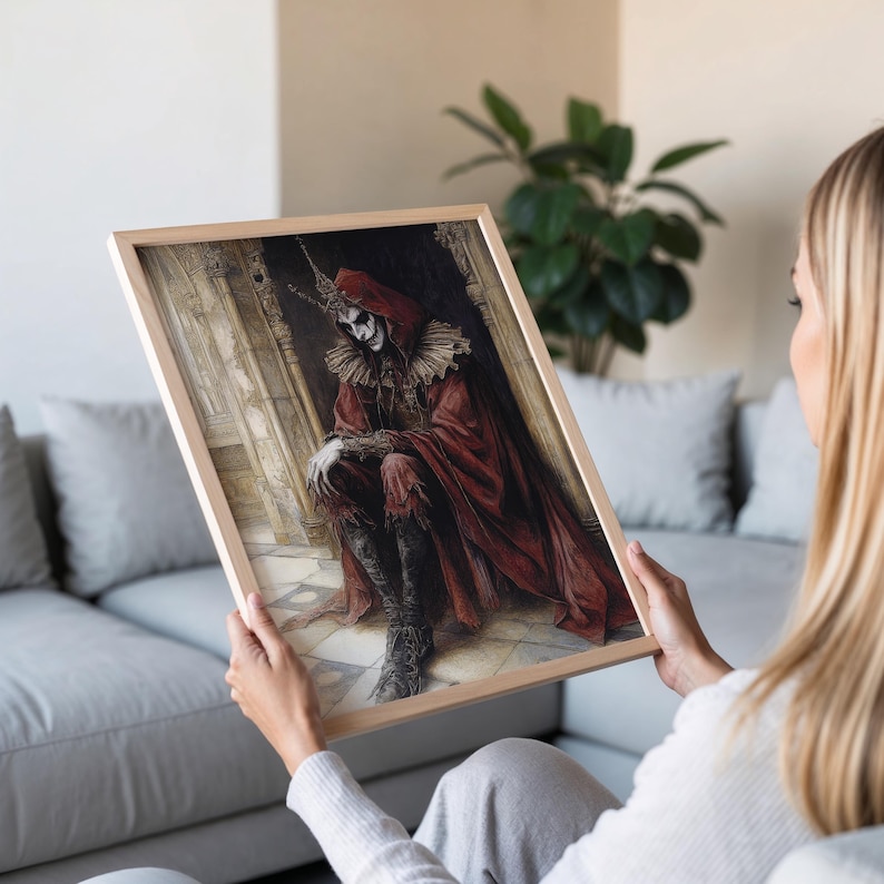 Gothic Court Jester Art Print, Dark Fantasy Illustration, Vampire ...
