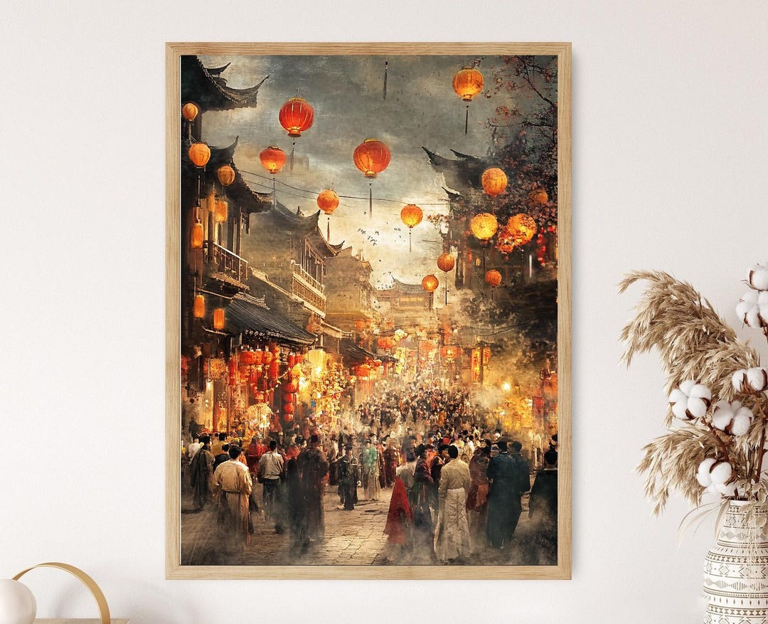 Qing Dynasty Festival Art Print, Colorful Lanterns, Traditional ...