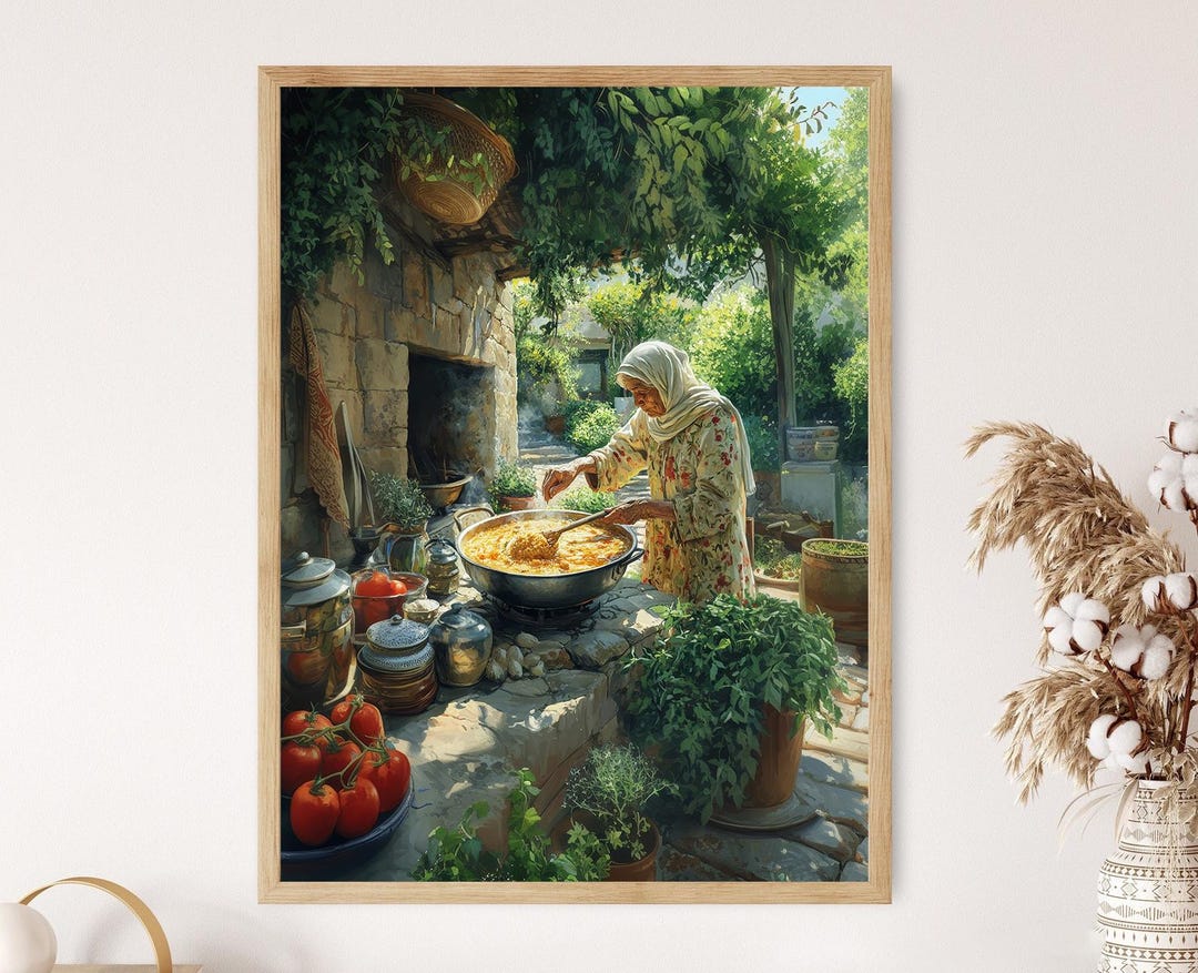 Old Iranian Woman Cooking Ash Reshteh, Persian Culinary Heritage Art - Etsy