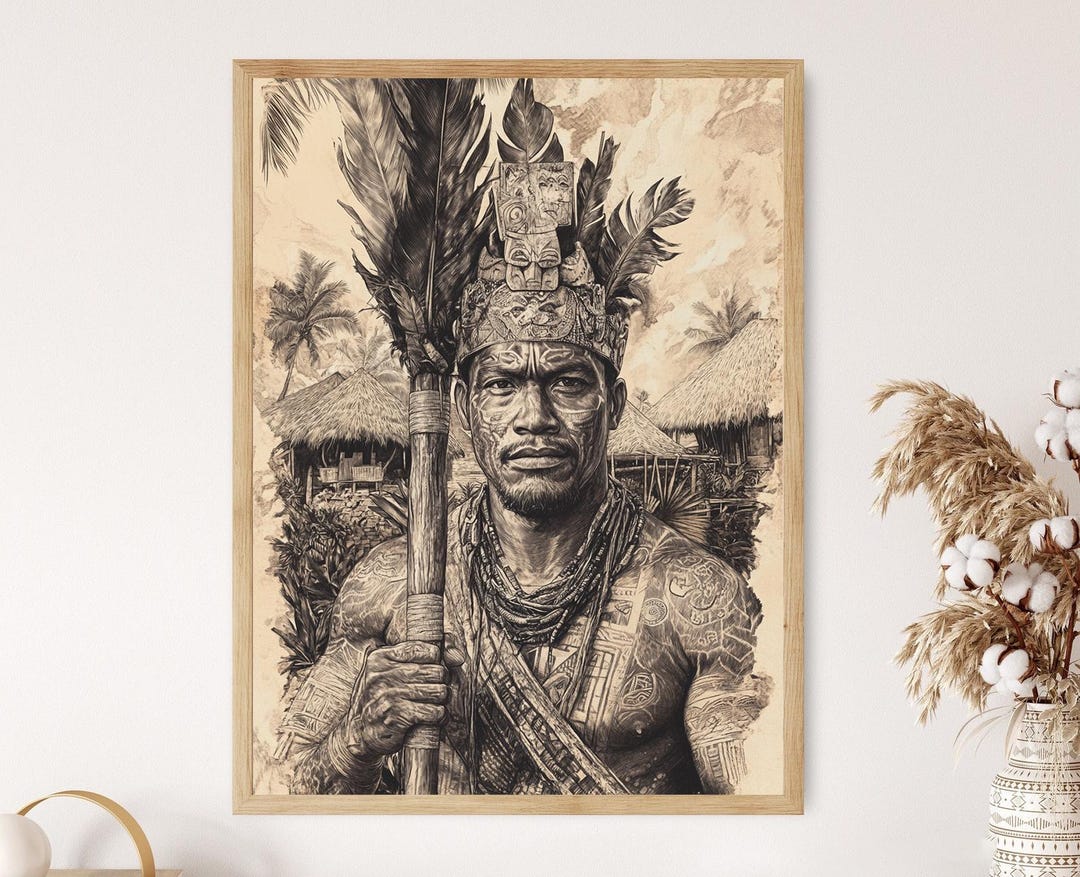 Tongan Warrior Art Print: Oceanic Heritage, Indigenous Culture - Etsy