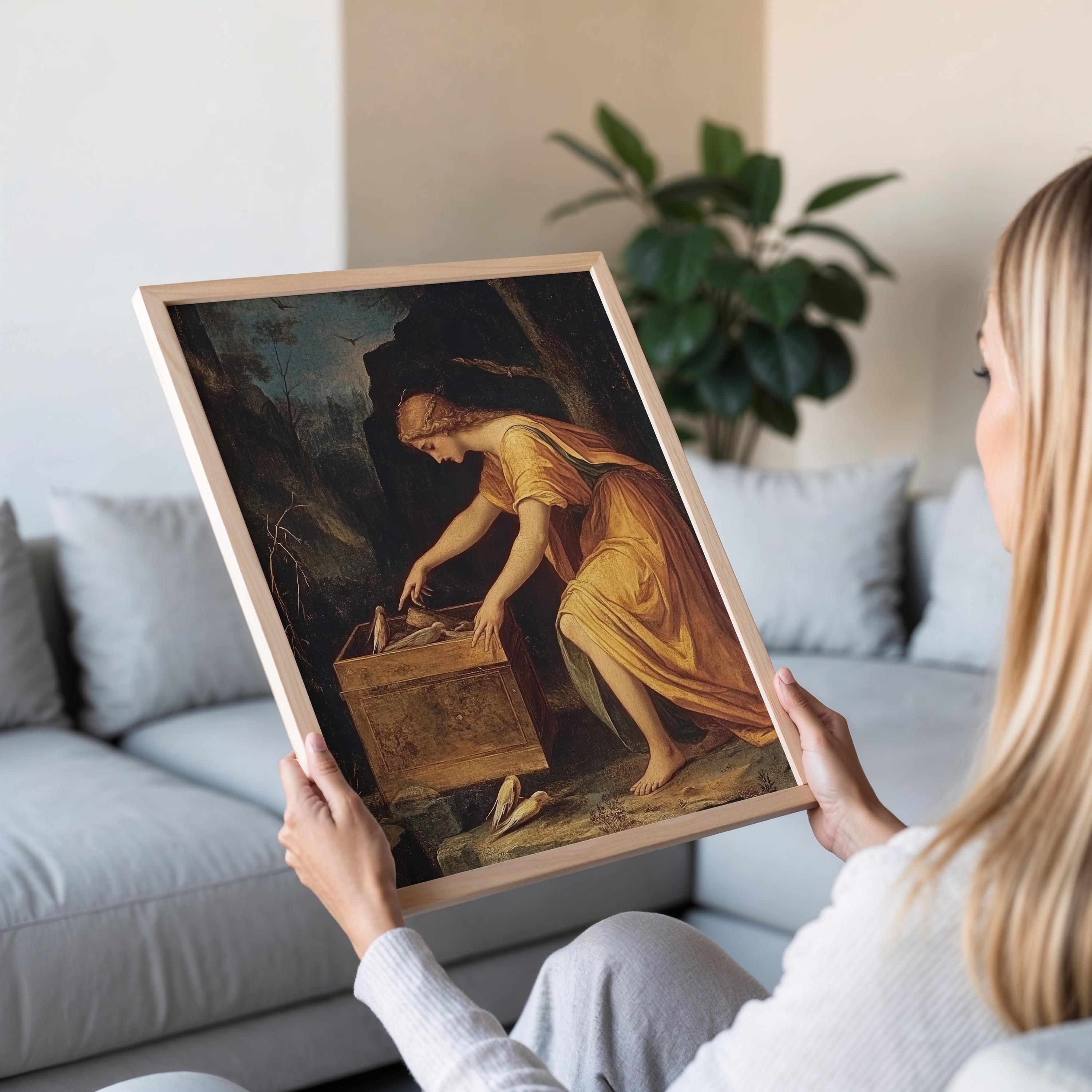 Pandora’s Box Art Print, Greek Mythology Decor, Mysterious Pandora Wall ...