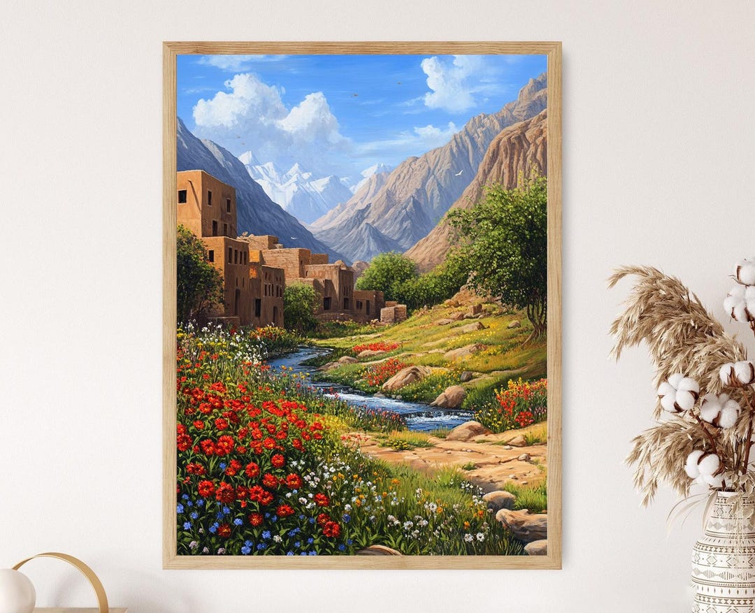 Iraqi Village Art Print, Wildflowers and Mountains in Cheekha Dar ...