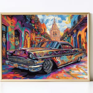 Chicano Lowrider Art Print, Chrome Detailing, Religious Iconography - Etsy
