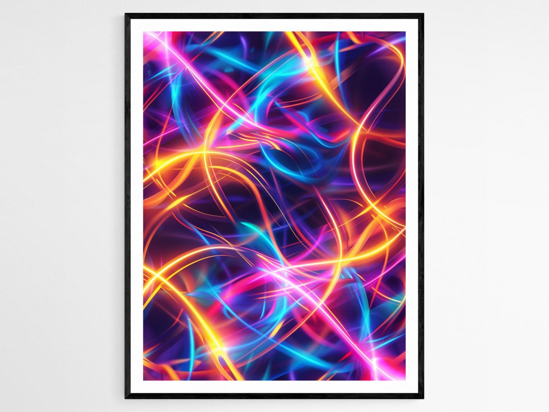 Neon Lights Art Print - Vibrant Urban Wall Art - Modern Home Decor ...